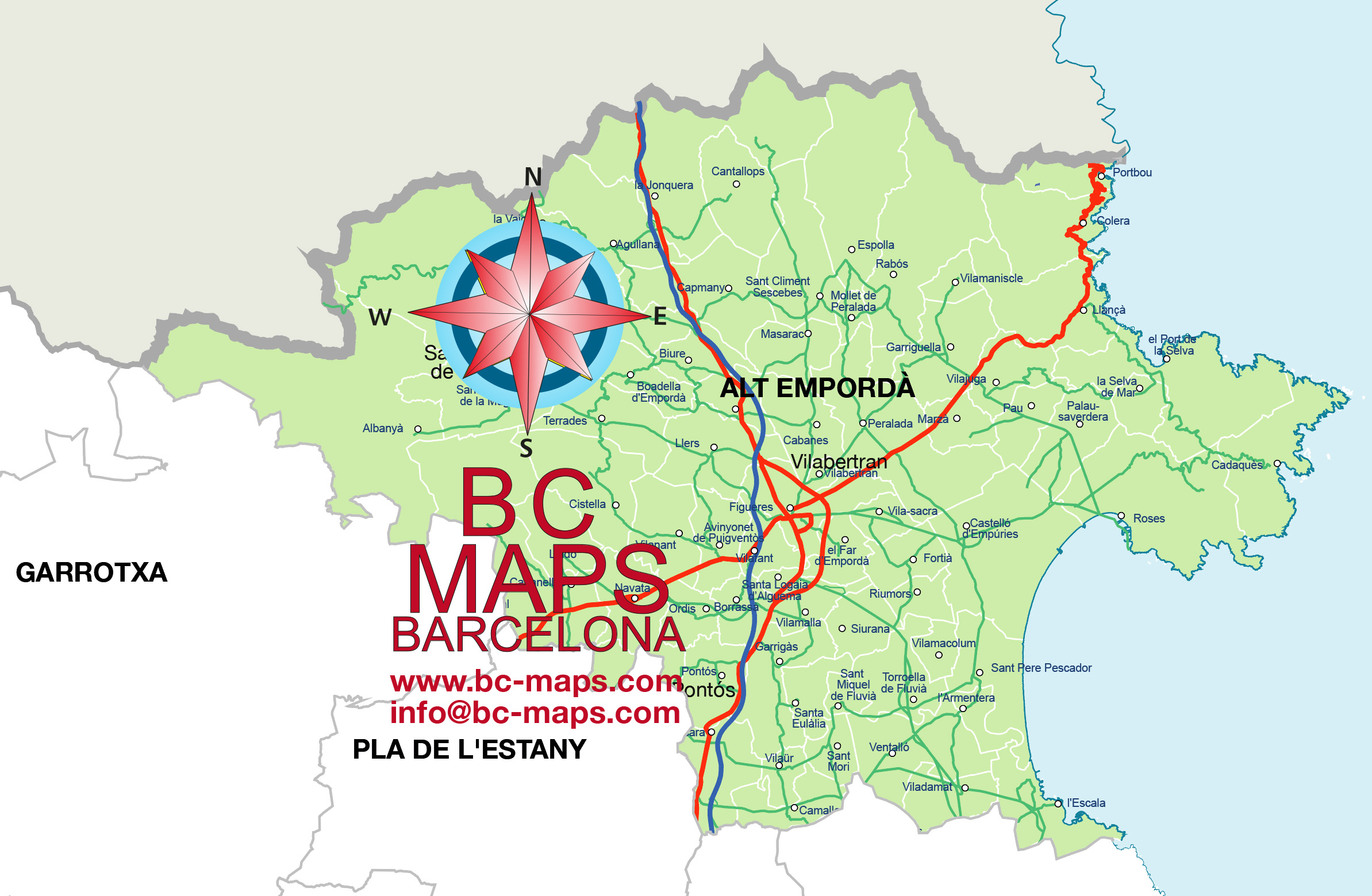Alt Empordà mapa vectorial de la comarca en illustrator eps | Bc Maps ...