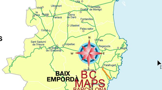Mapa vectorial de la Comarca del Baix Empordà illustrator eps ai