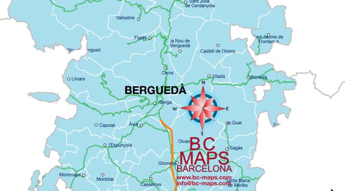 Berguedà mapa vectorial de la comarca en illustrator eps | Bc Maps mapa ...
