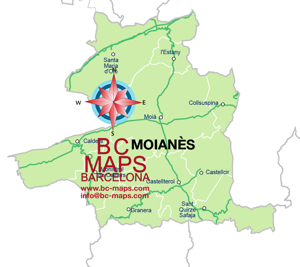 Mapa vectorial de la Comarca del Moianès illustrator eps ai