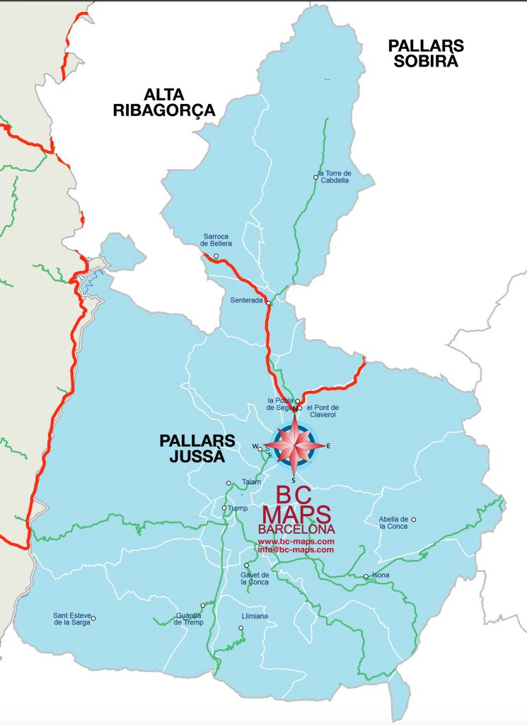 Comarca Pallars Jussà mapa vectorial illustrator eps municipis | Bc ...