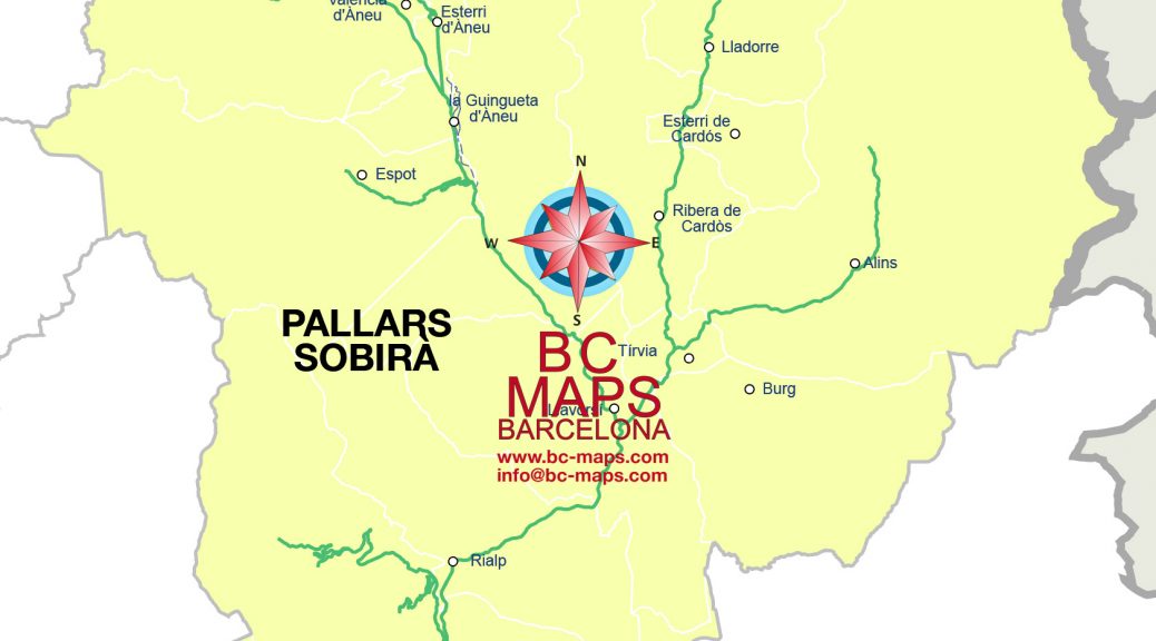 Mapa vectorial de la Comarca del Pallars Sobirà illustrator eps ai