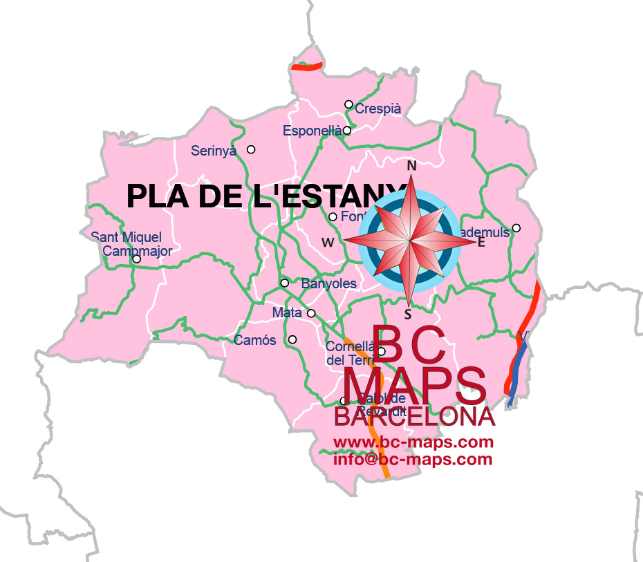 Mapa vectorial de la Comarca del Plà de l'Estany illustrator eps ai