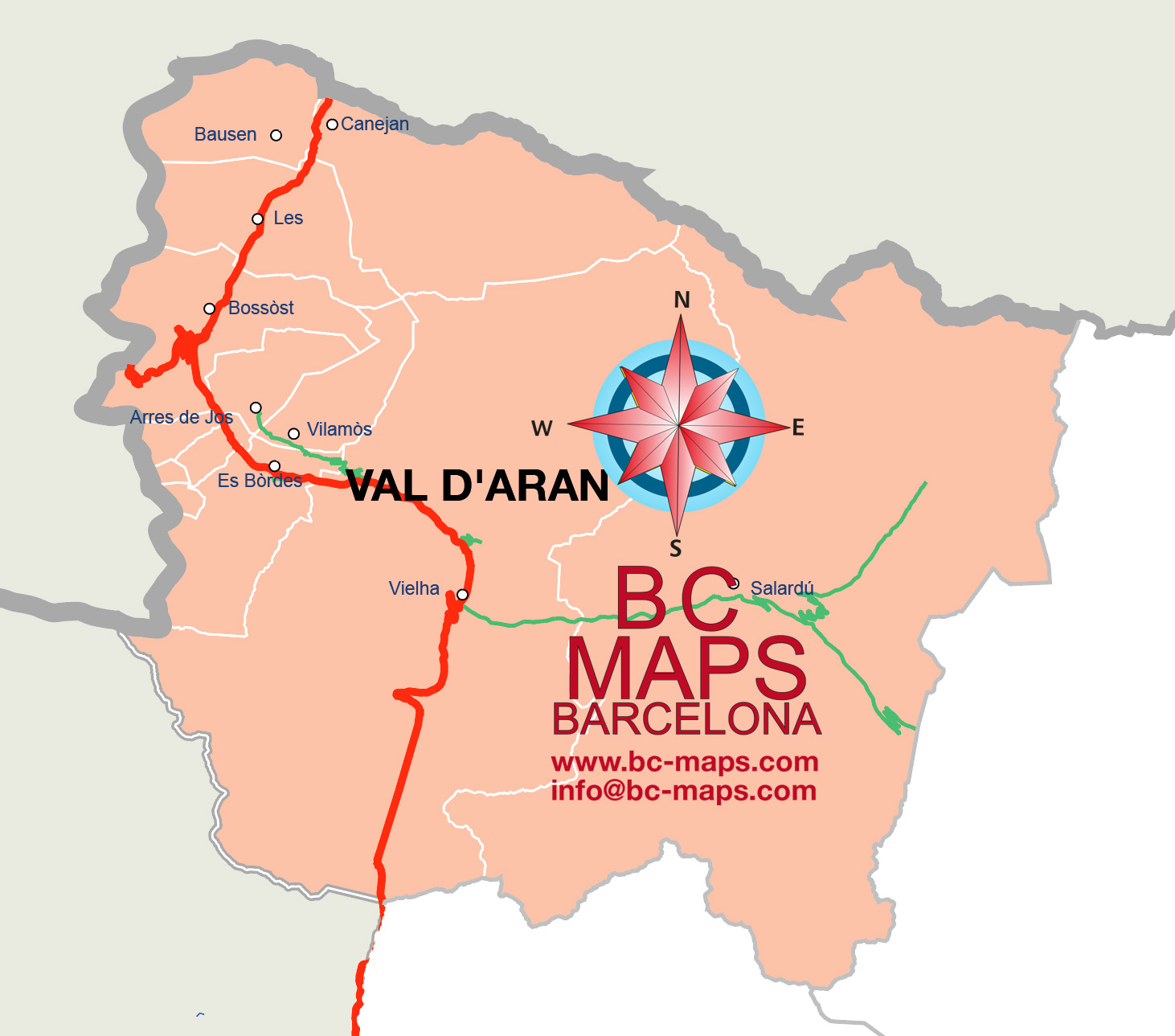 Val d’Aran mapa vectorial de la comarca en illustrator eps | Bc Maps ...