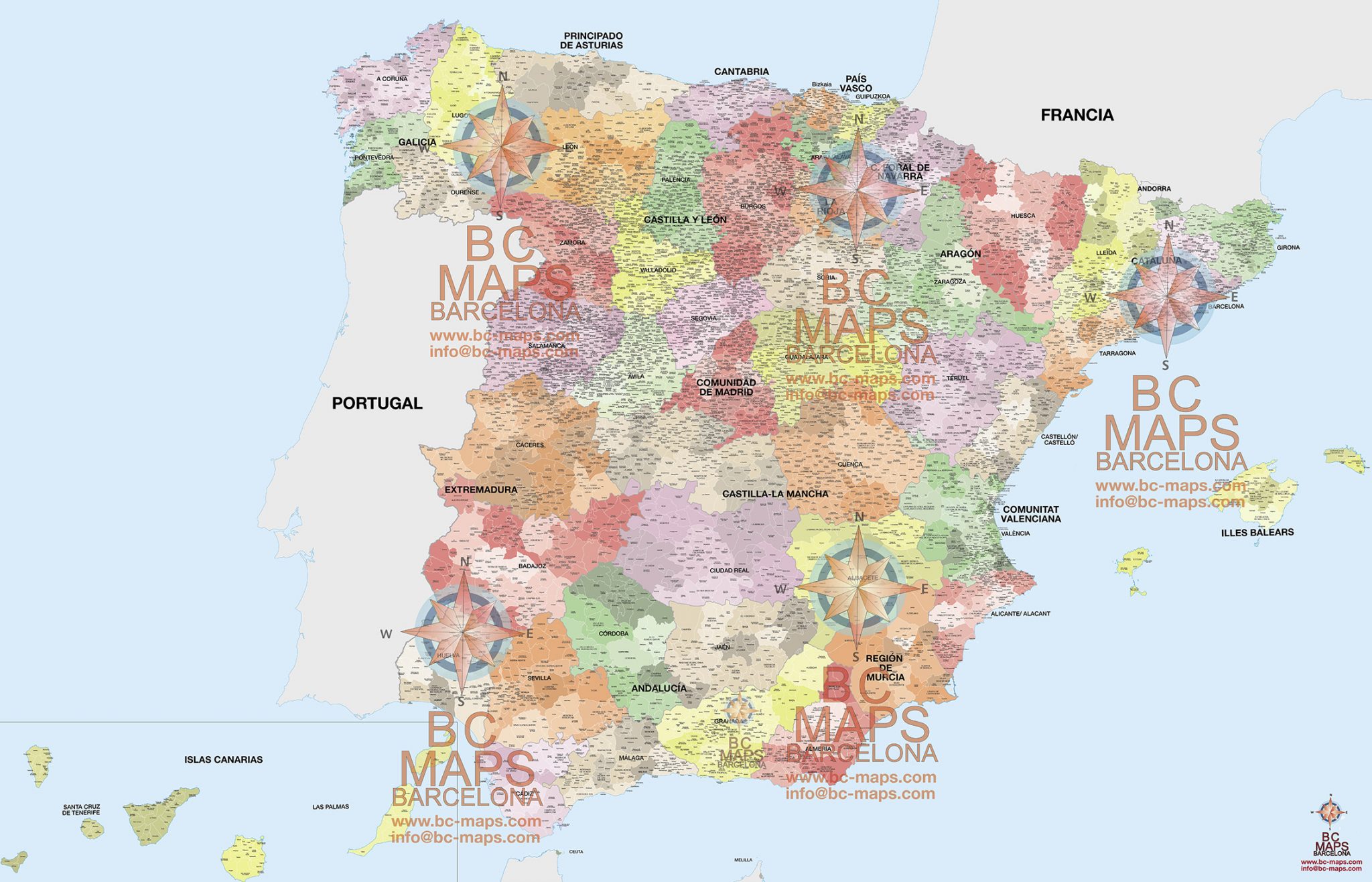 Mapa mural personalizado con todos los municipios de España