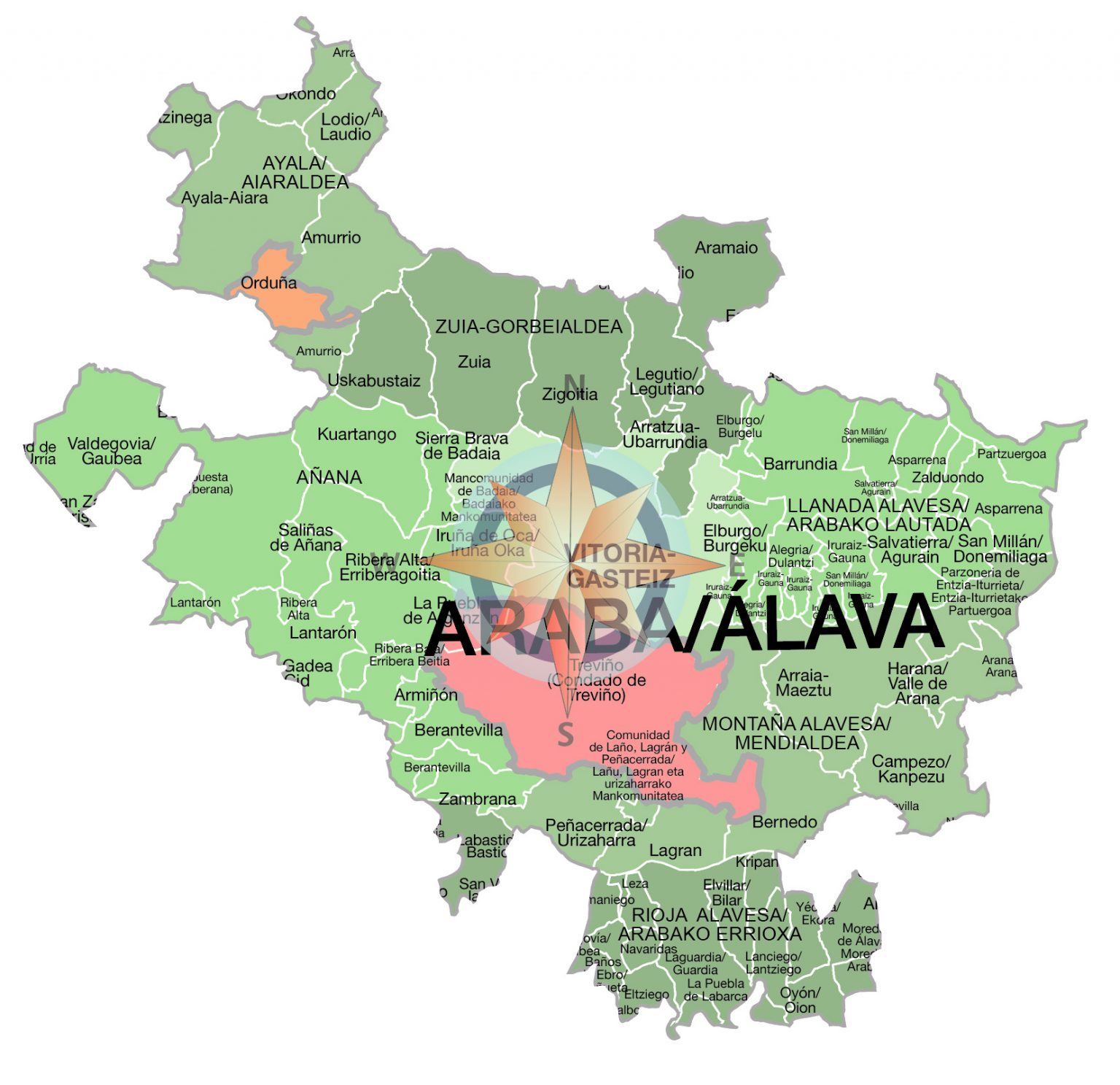 Mapa de municipios de Araba-Álava editable vectorial Illustrator