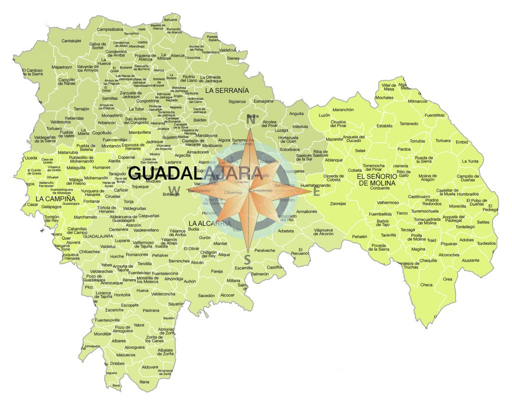 Mapa de los municipios de Guadalajara formato editable vectorial Illustrator eps | Bc Maps mapa ...