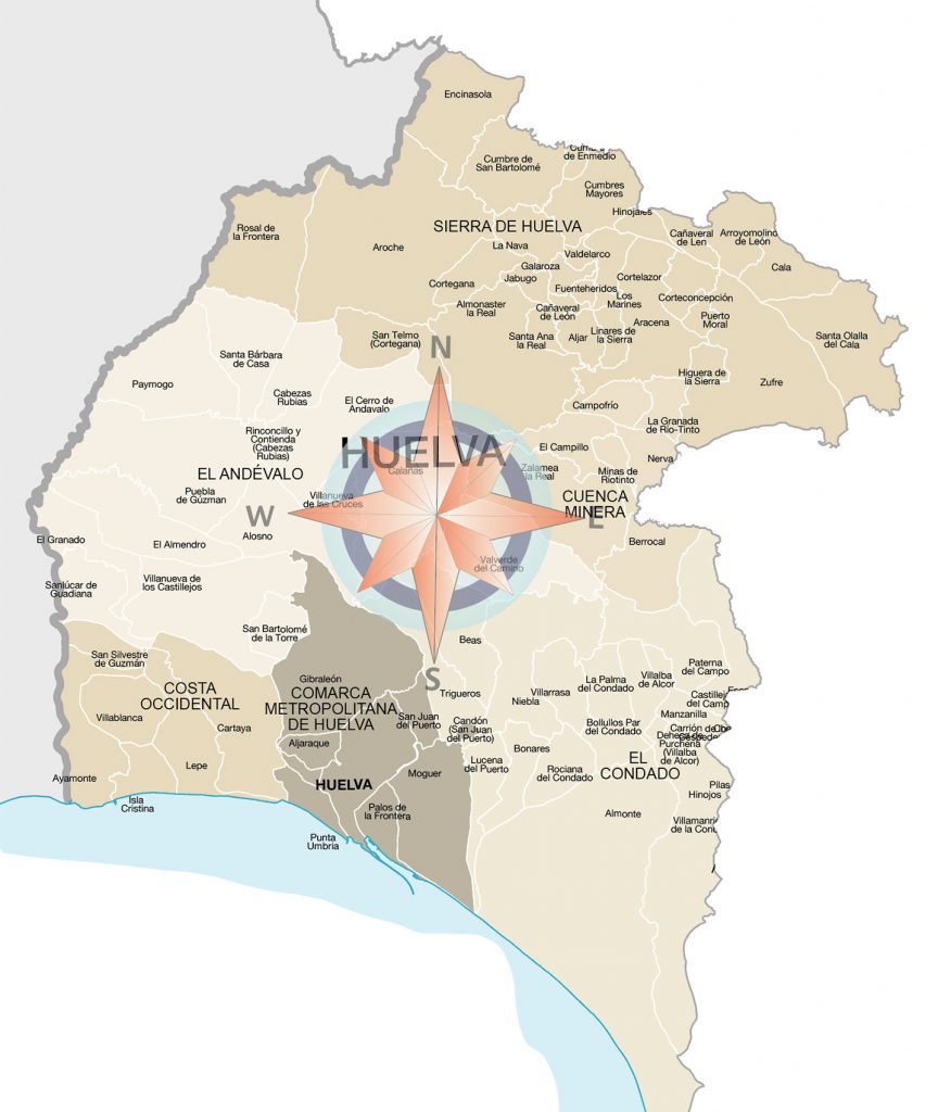Mapa de los municipios de Huelva formato editable vectorial Illustrator ...