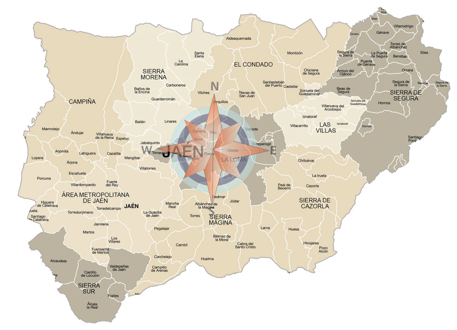 Mapa de los municipios de Jaén formato editable vectorial Illustrator ...