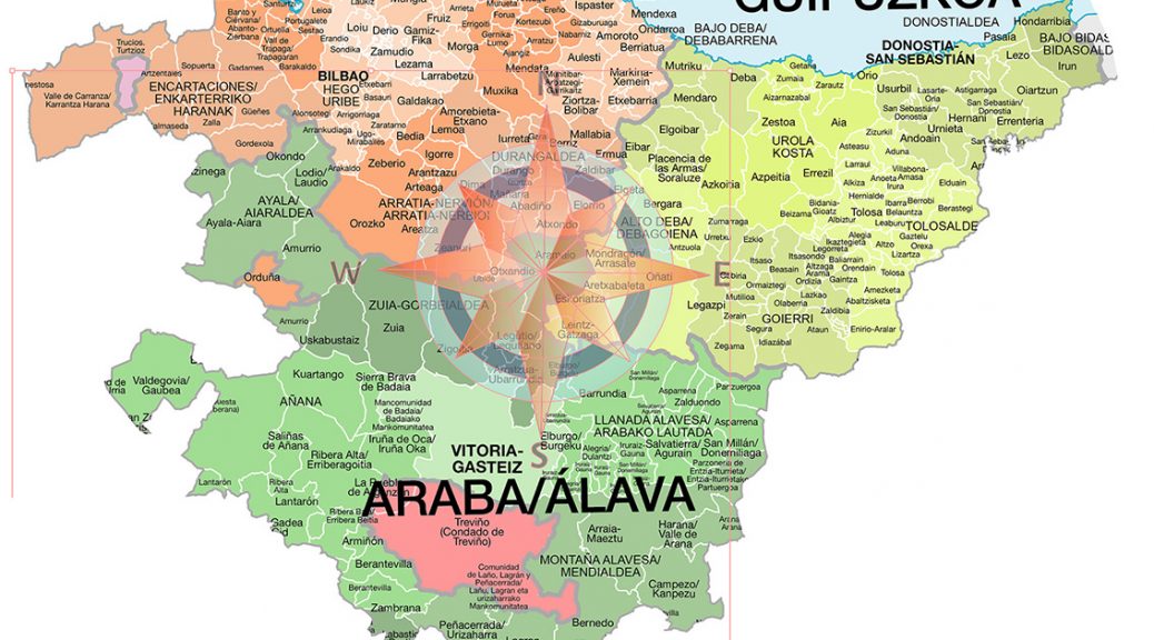 Mapa de municipios de Euskadi-País Vasco vectorial Illustrator eps