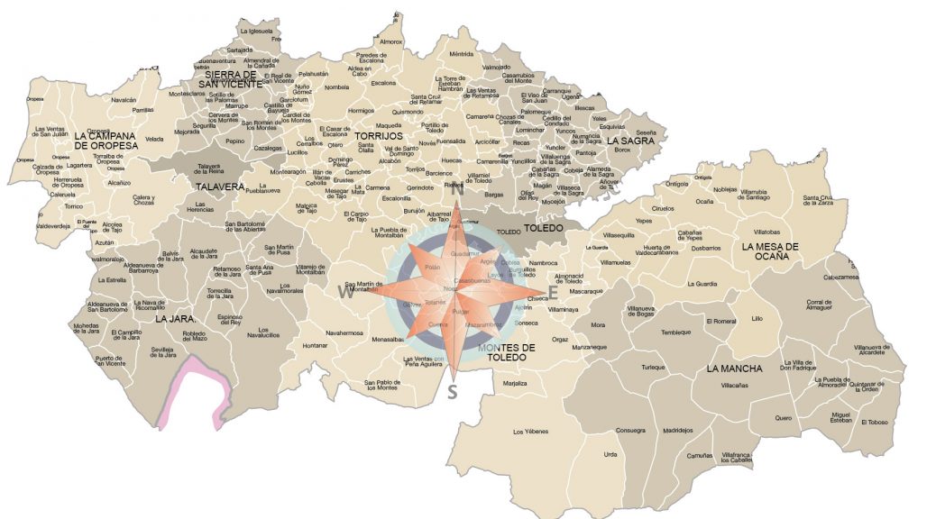 Mapa de municipios de Toledo editable vectorial Illustrator