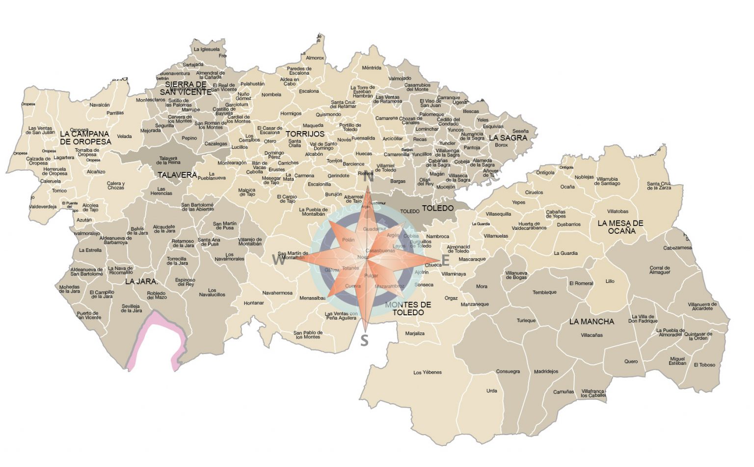 Mapa de municipios de Toledo editable vectorial Illustrator