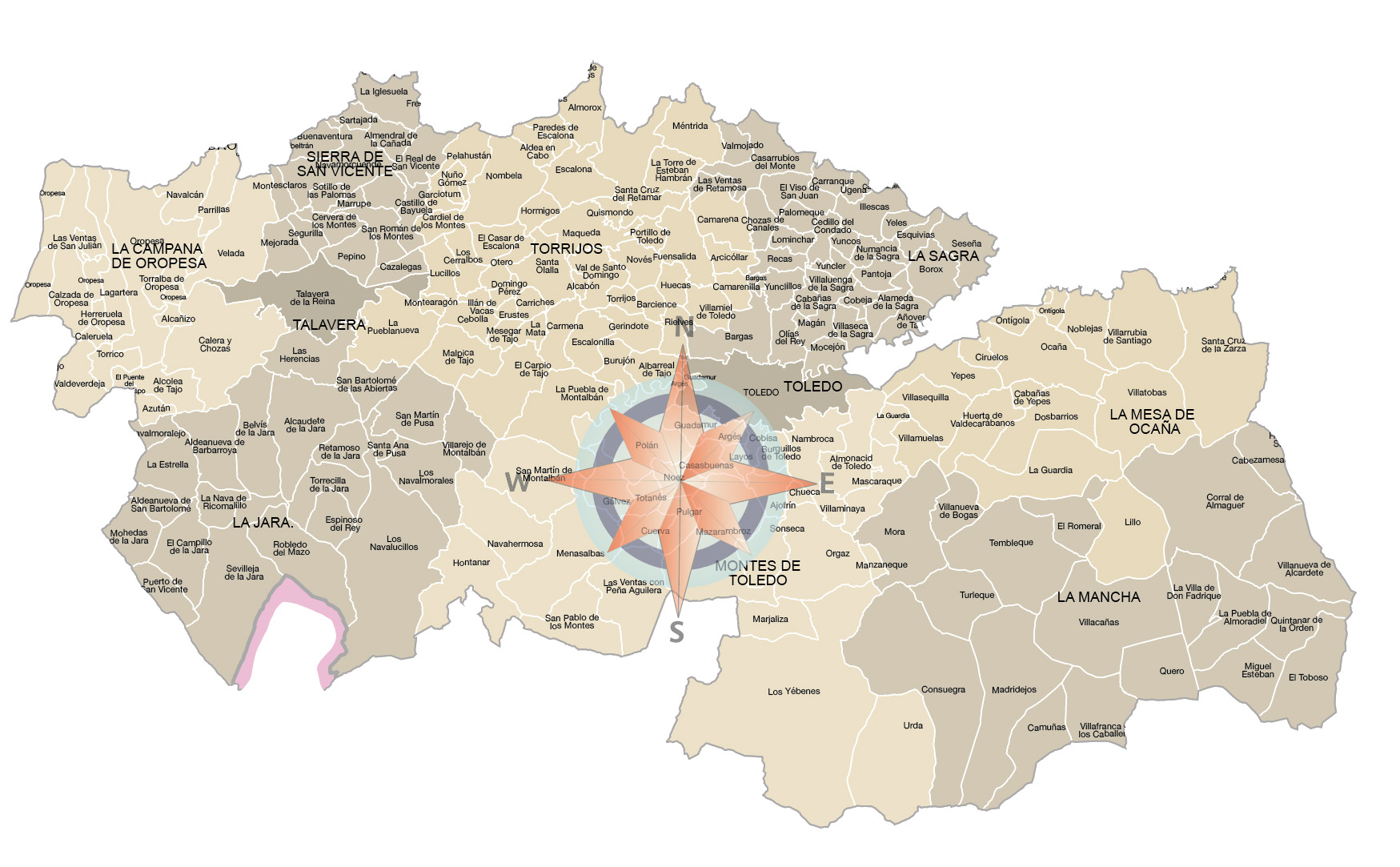 Mapa de municipios de Toledo editable vectorial Illustrator