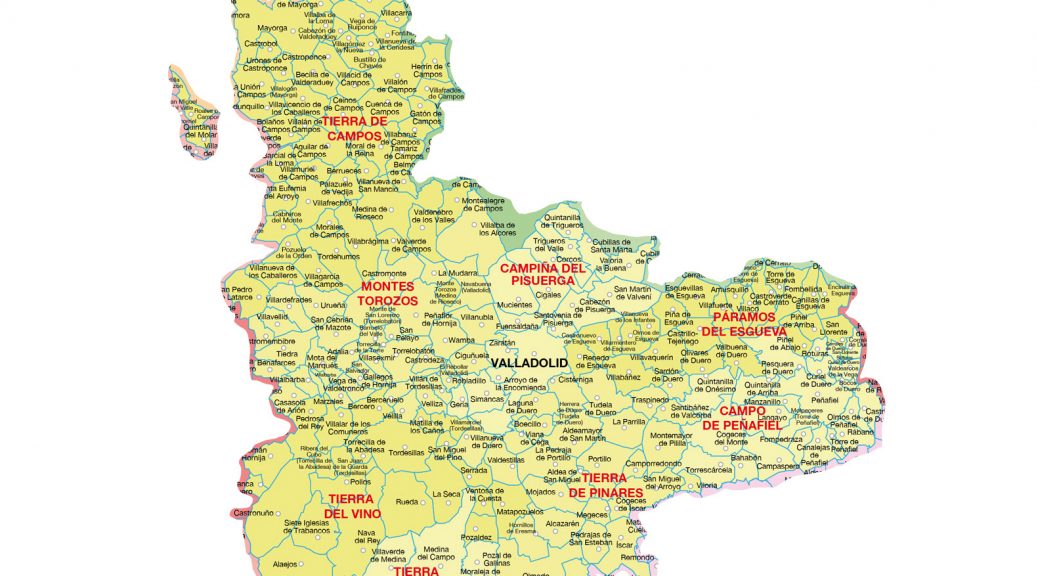 Mapa de municipios de Valladolid editable vectorial Illustrator eps