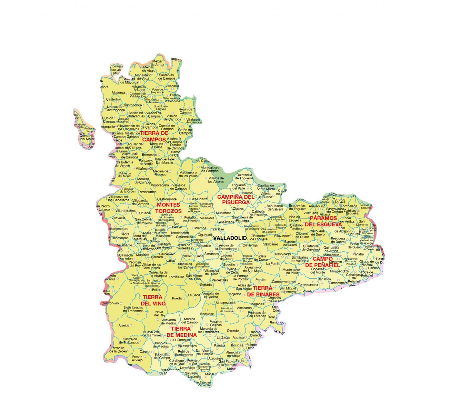 Mapa de los municipios de Valladolid formato editable vectorial ...