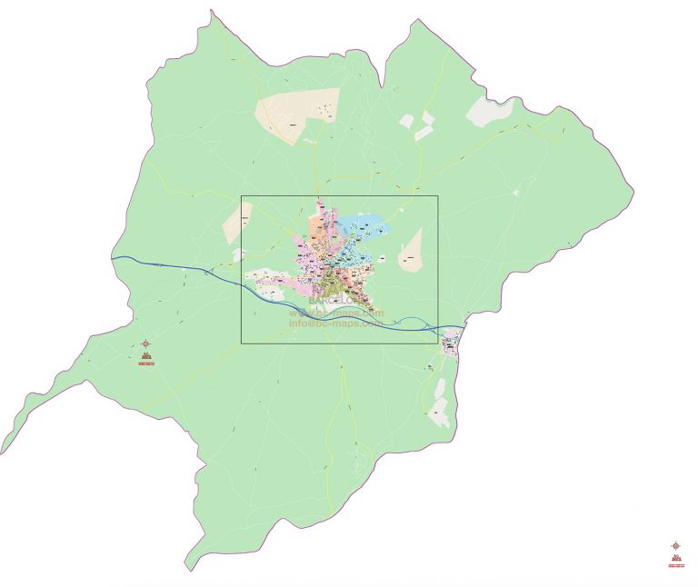 Municipios y comarcas de Jaén mapa vectorial illustrator eps