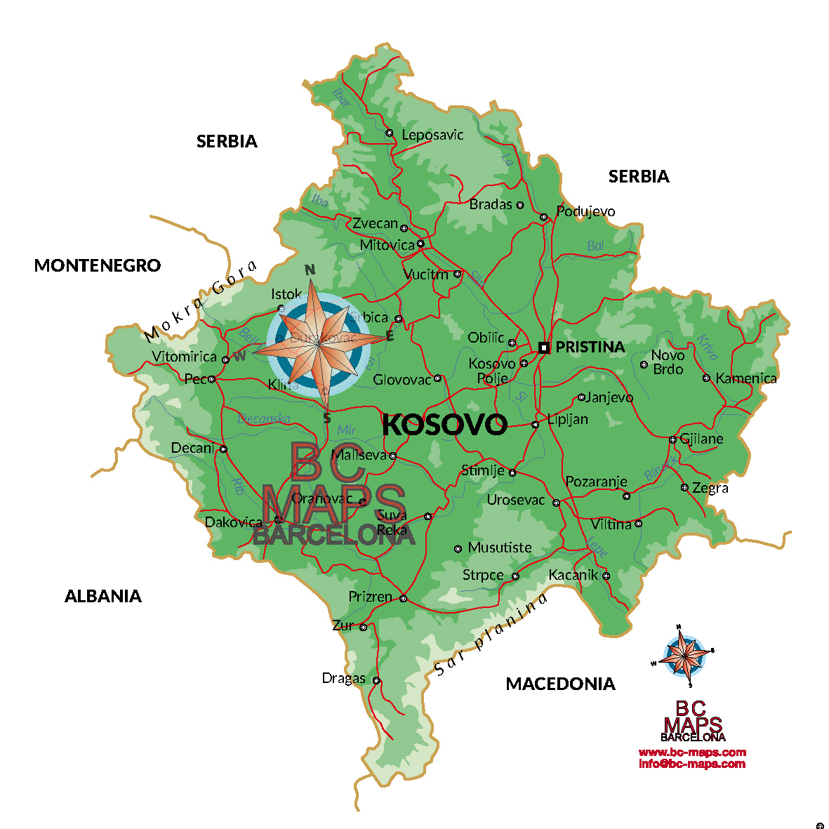 Kosovo mapas vectoriales editable en illustrator eps