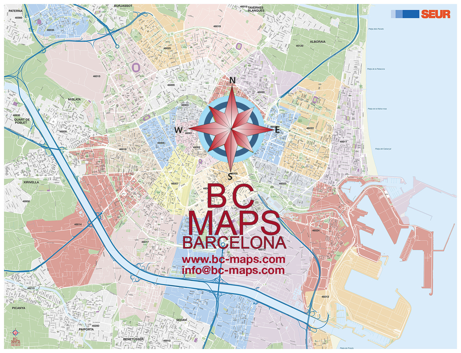 Códigos postales en mapas impresos de ciudades españolas