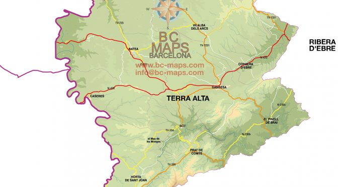 Terra Alta mapa vectorial de la comarca en illustrator eps | Bc Maps ...